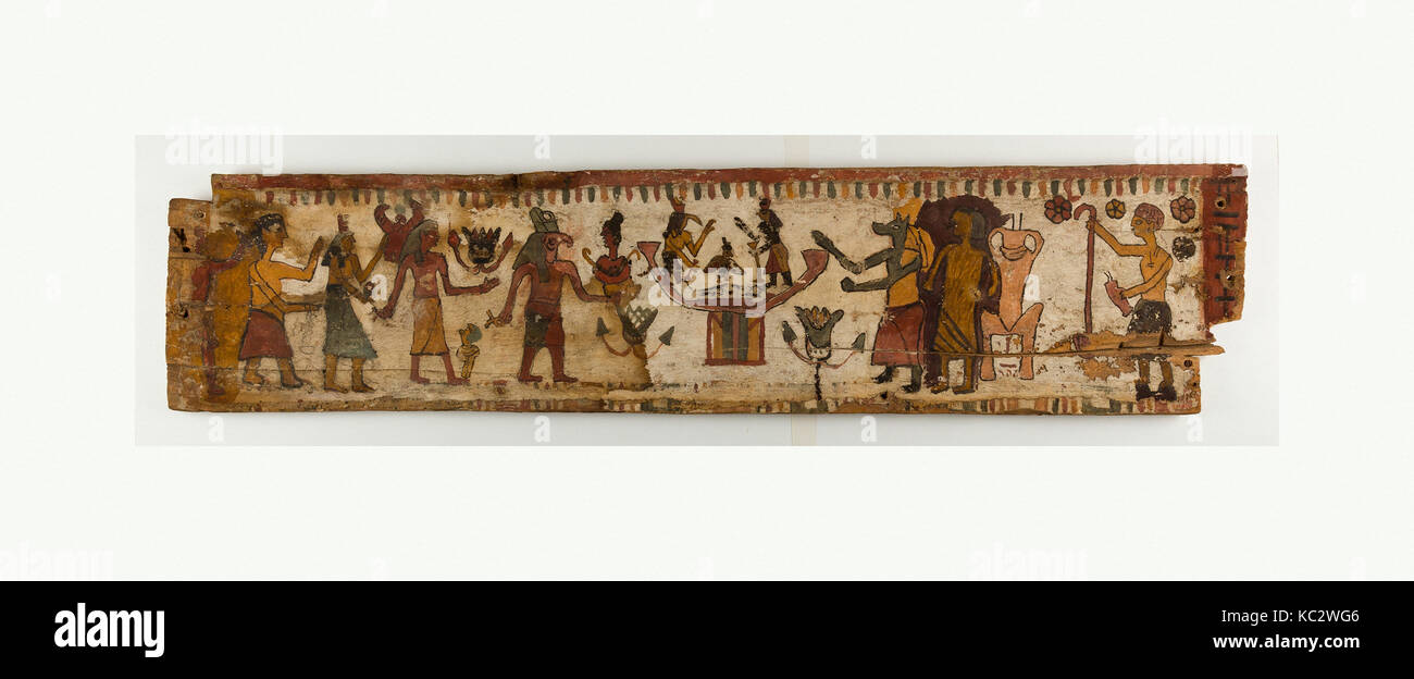 Coffin panel with paintings of funerary rituals and gods, 100–300 Stock ...