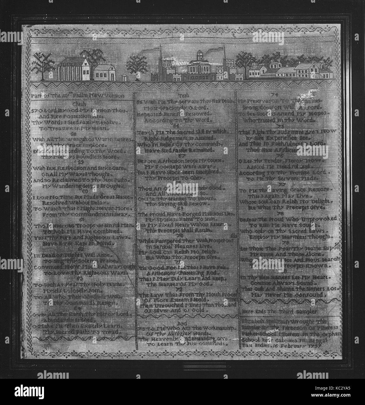 Sampler, 1797, British, Silk on cotton, H. 14 3/8 x W. 14 1/8 inches ...