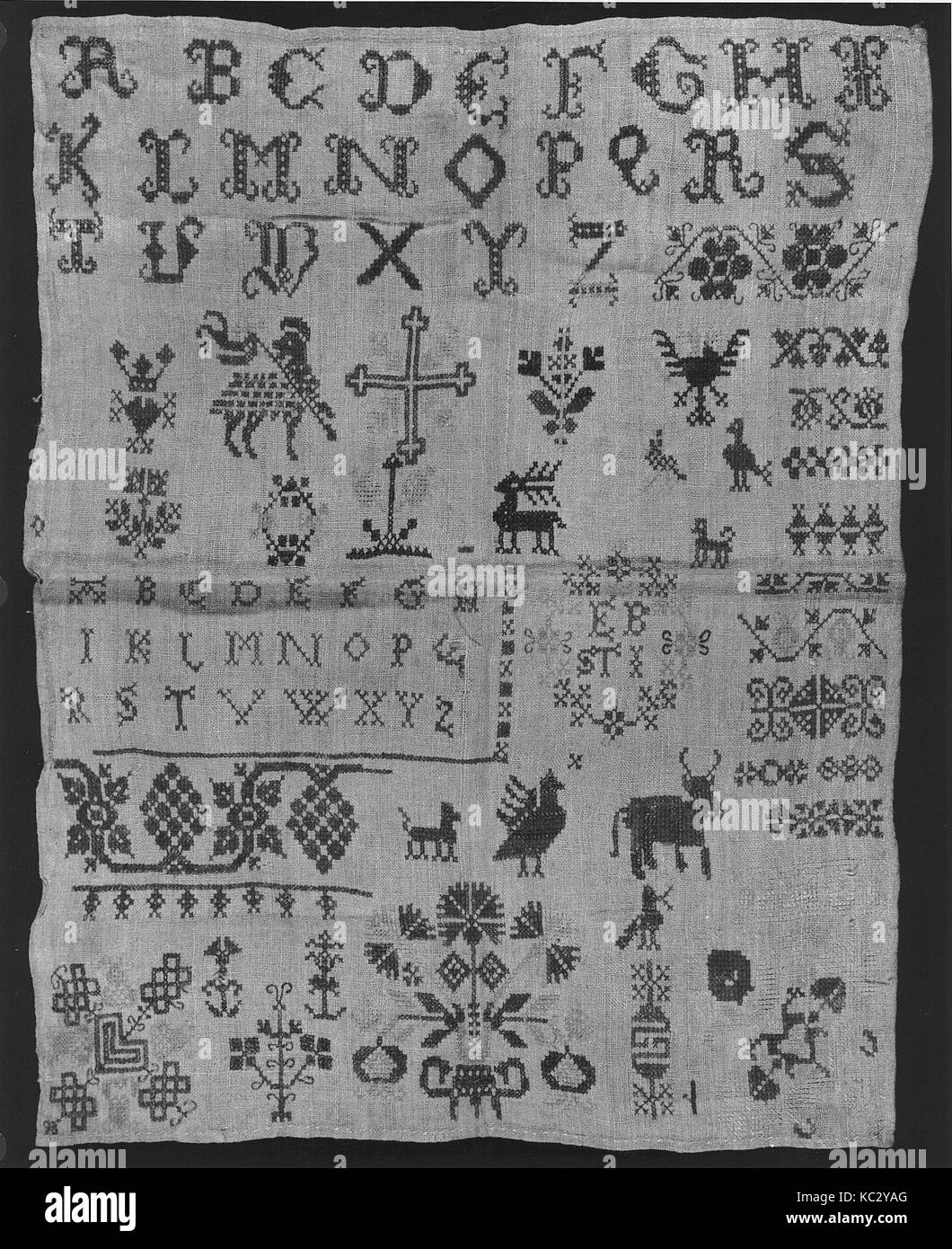 Sampler, 18th century, German or Austrian, Linen on linen, H. 20 7/8 x ...