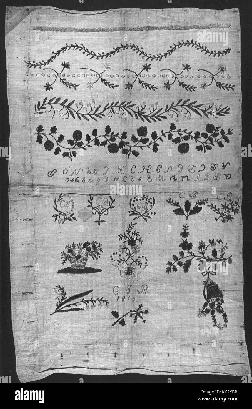 Sampler, 1815, Austrian or German, Silk on linen, H. 20 5/8 x W. 13 1/4 ...