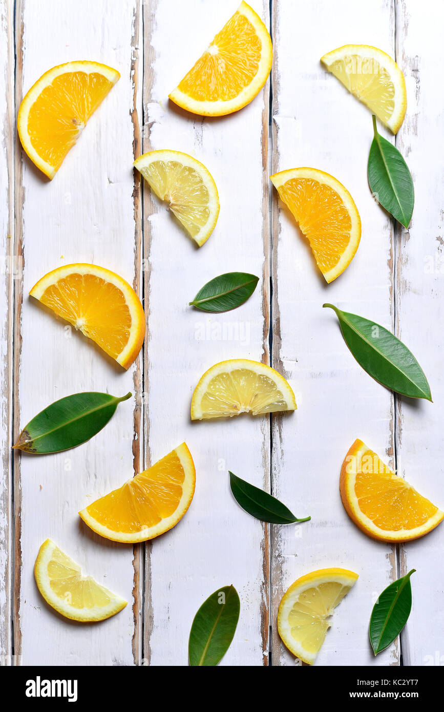 Lemon slices on the table Stock Photo - Alamy