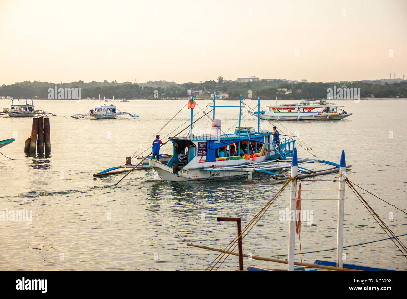 BORACAY, PHILIPPINES - 16 SEP 2015: Filipino boat in the sea, Boracay ...