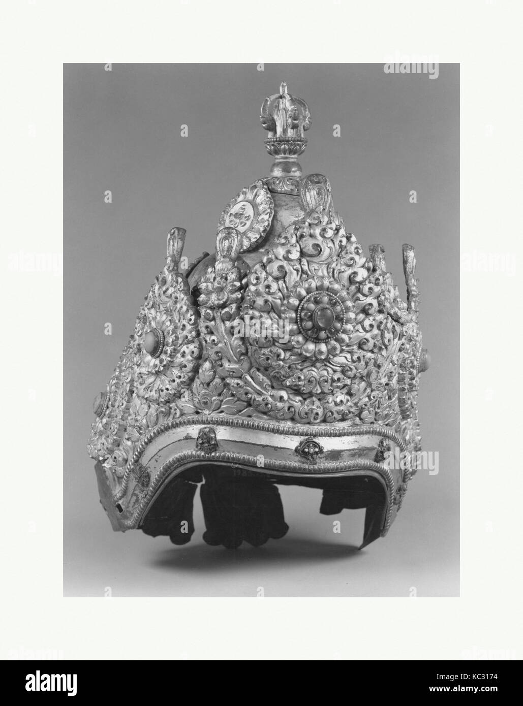 Ritual Crown, dated 1717, Nepal (Kathmandu Valley), Gilt copper alloy ...