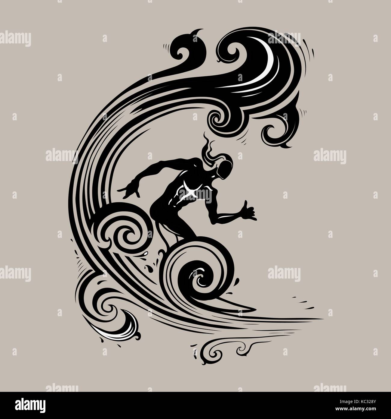 Big wave rider Stock Vector Images - Alamy