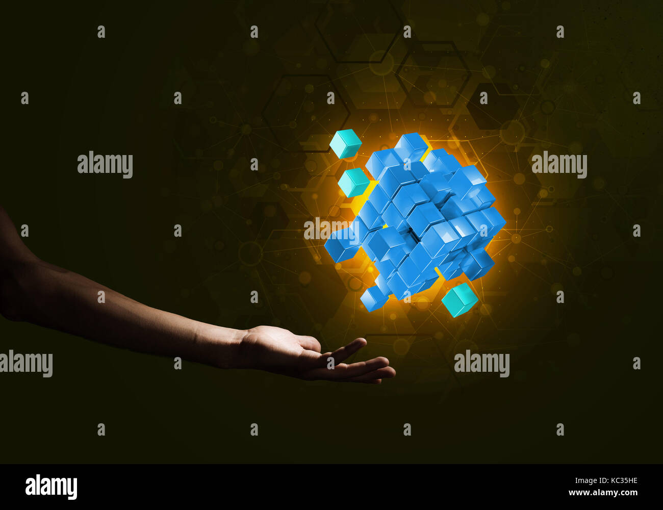 Idea of new technologies and integration presented by cube figure Stock ...