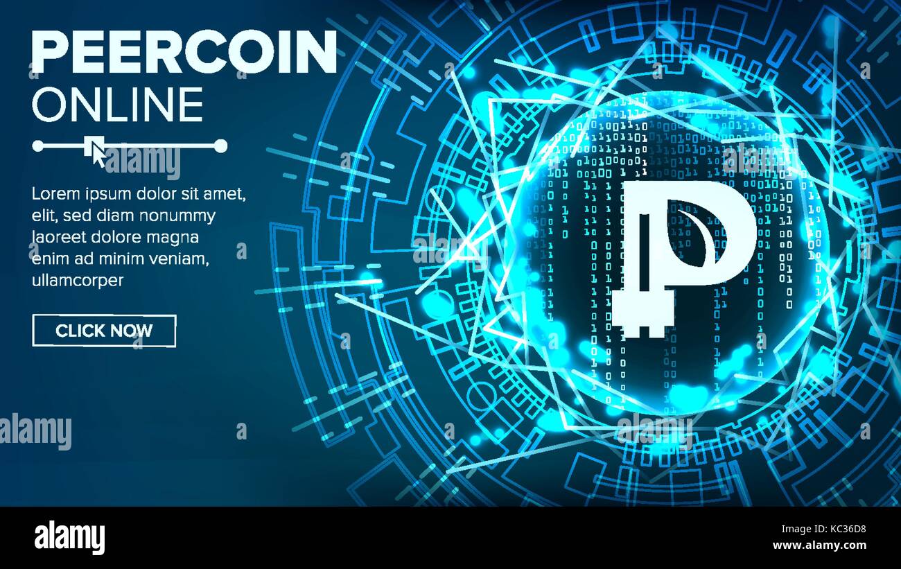 Peercoin Abstract Technology Background Vector. Binary Code. Fintech Blockchain. Cryptography ...
