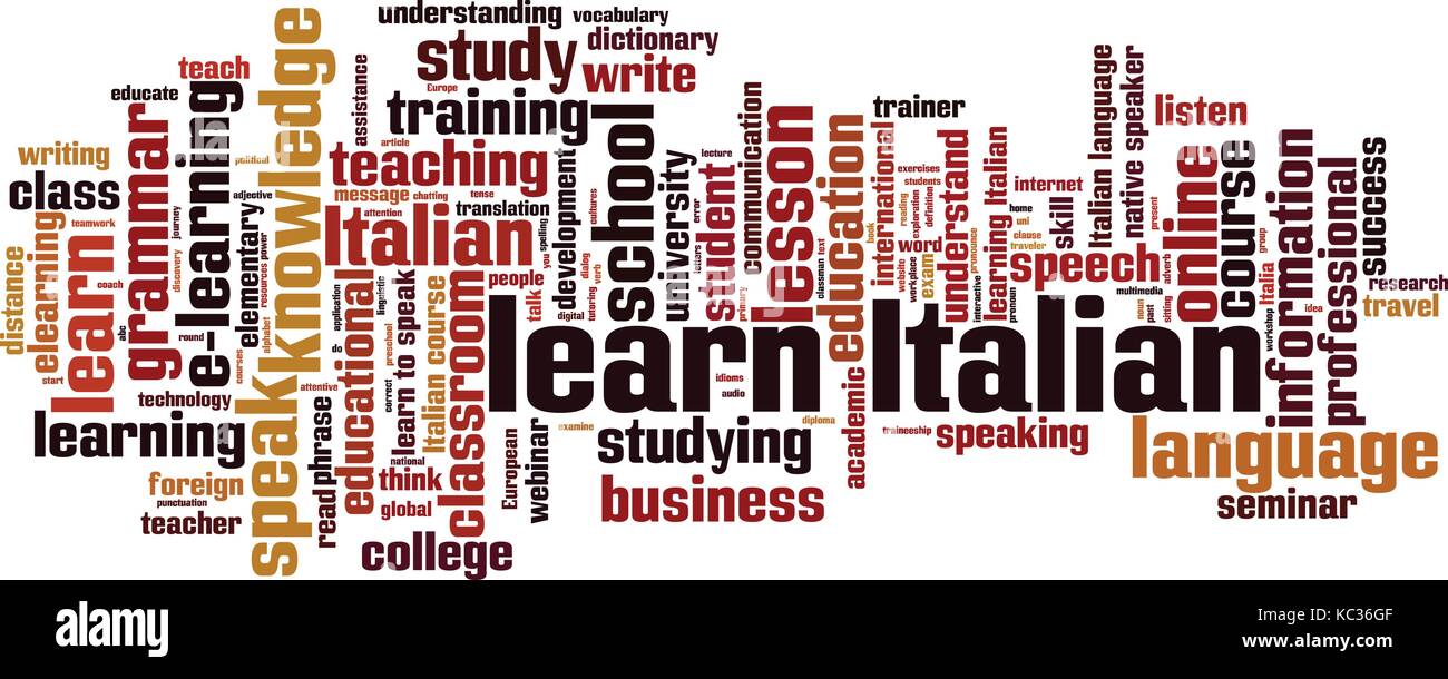Learn Italian word cloud concept. Vector illustration Stock Vector ...