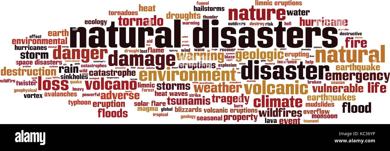 Natural disasters word cloud concept. Vector illustration Stock Vector ...