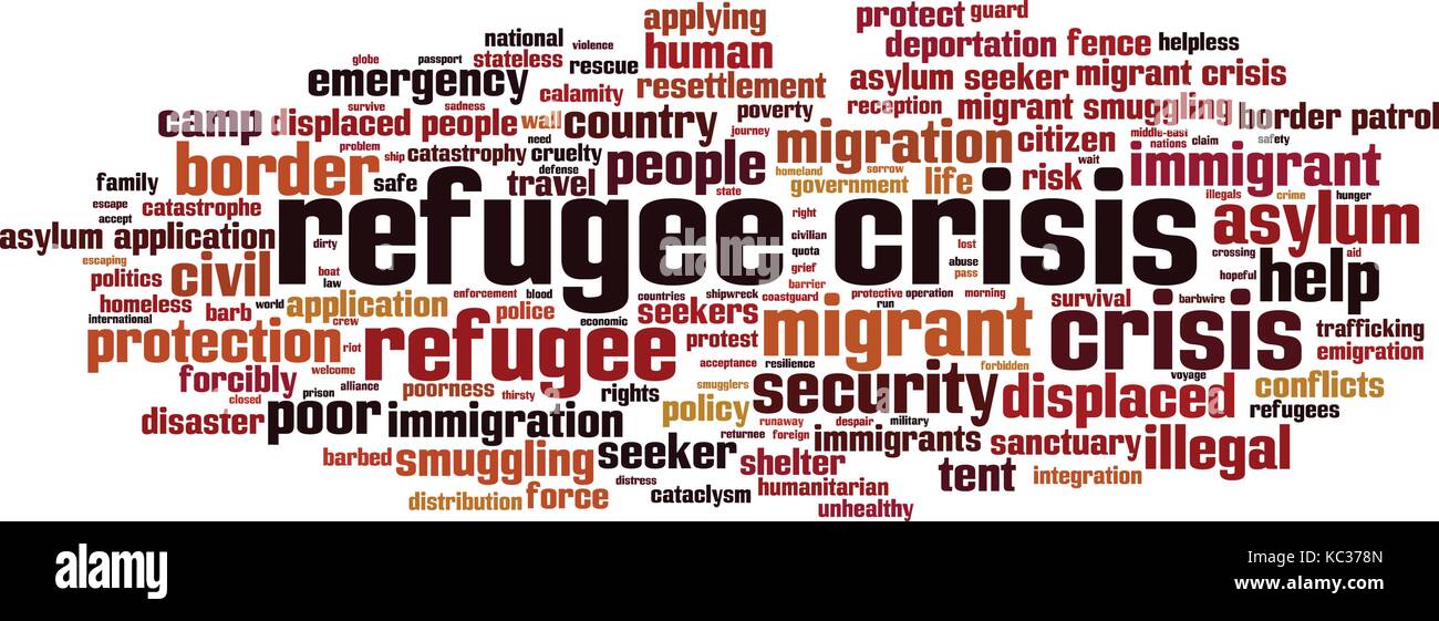Refugee crisis word cloud concept. Vector illustration Stock Vector ...