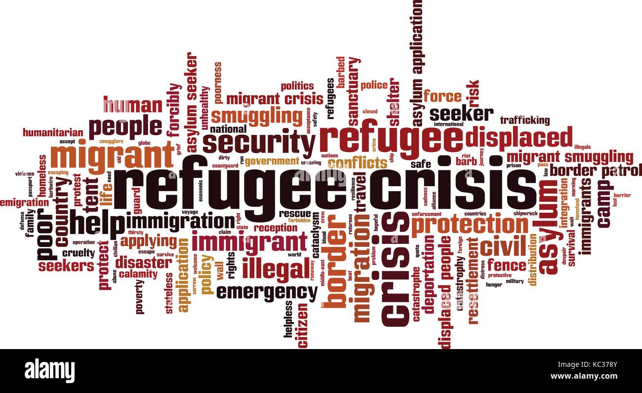 Refugee crisis word cloud concept. Vector illustration Stock Vector ...