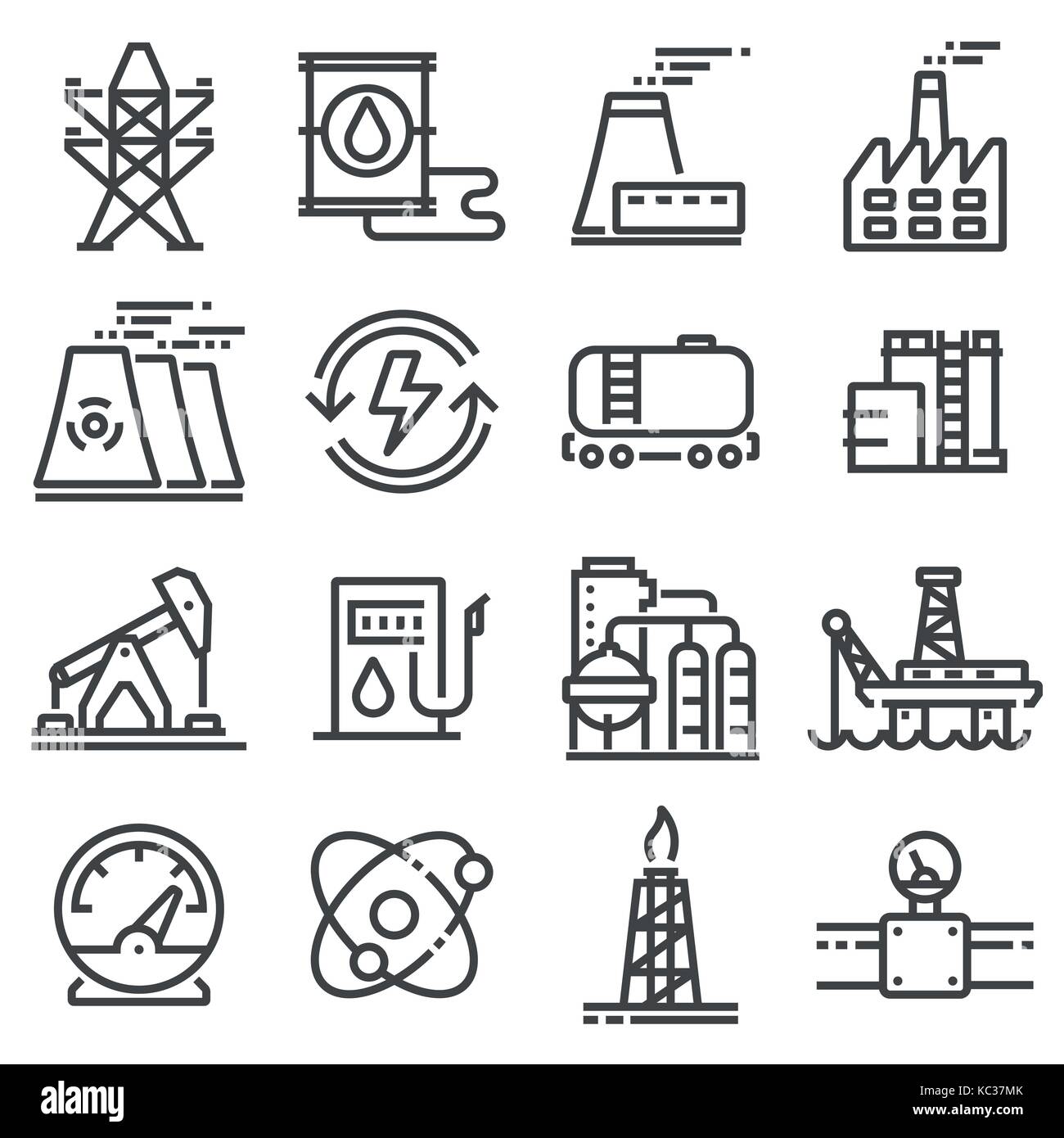 Vector black indutry power icon set on white background Stock Vector ...