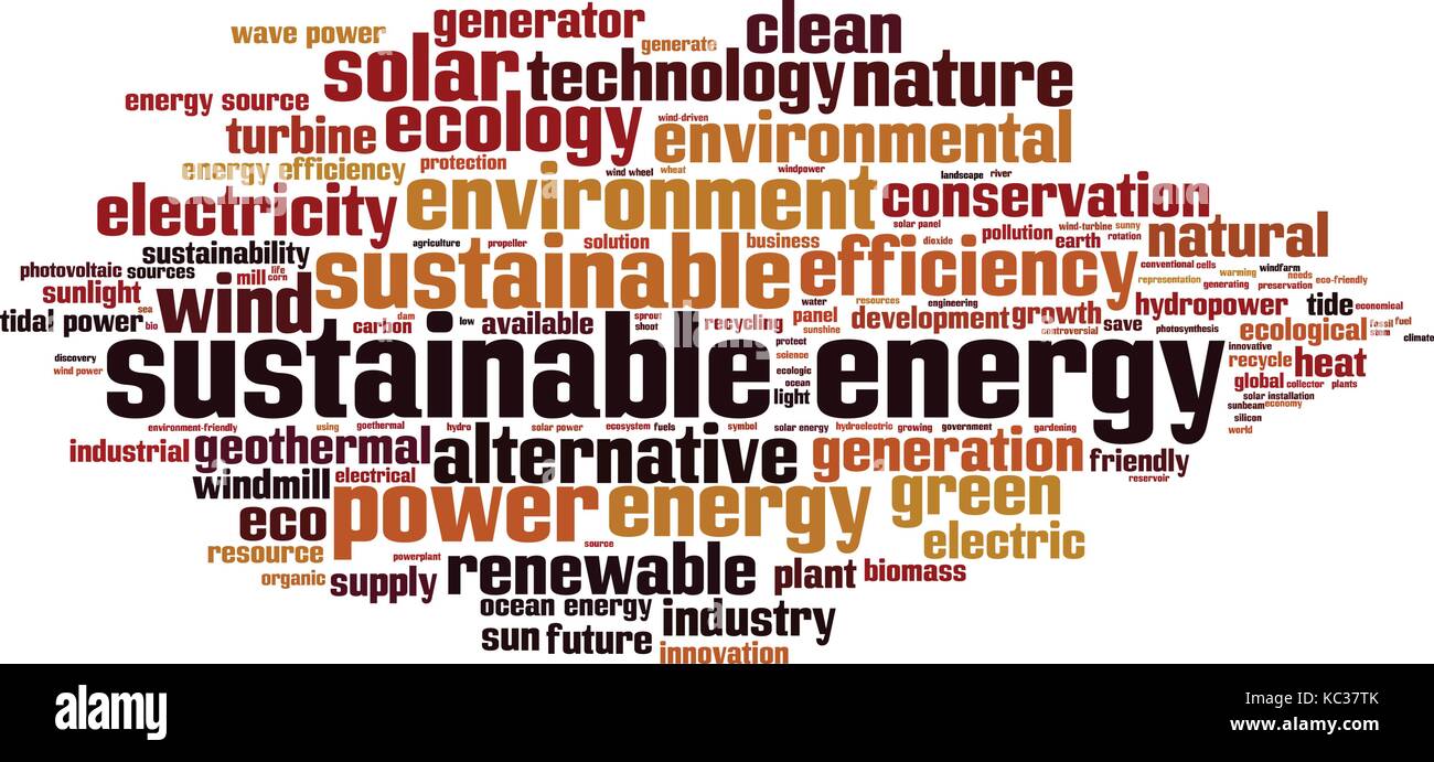 Sustainable energy word cloud concept. Vector illustration Stock Vector ...