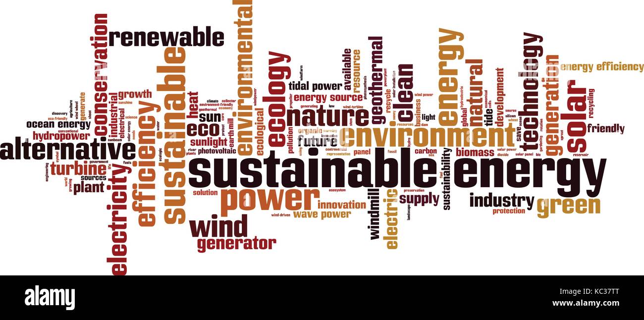 Sustainable energy word cloud concept. Vector illustration Stock Vector ...