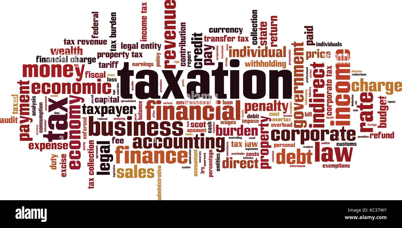 Taxation word cloud concept. Vector illustration on white Stock Vector ...