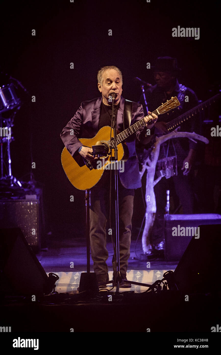 The American singer and songwriter Paul Simon performs a live concert ...