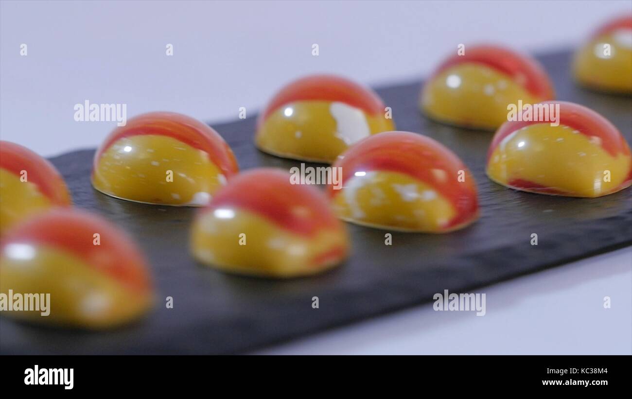 Colorful candies close up. Set of colorful lollipops. Red and yellow ...