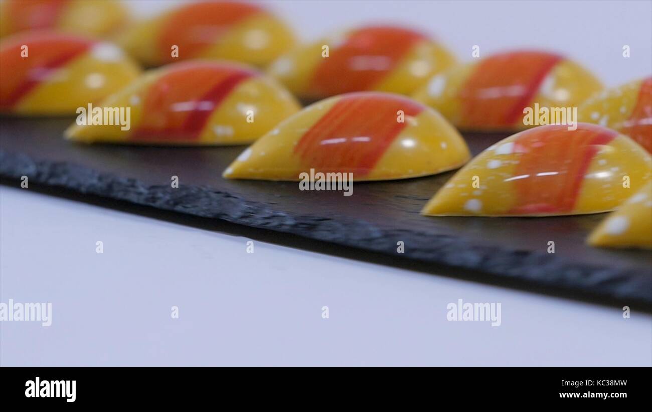 Colorful candies close up. Set of colorful lollipops. Red and yellow ...