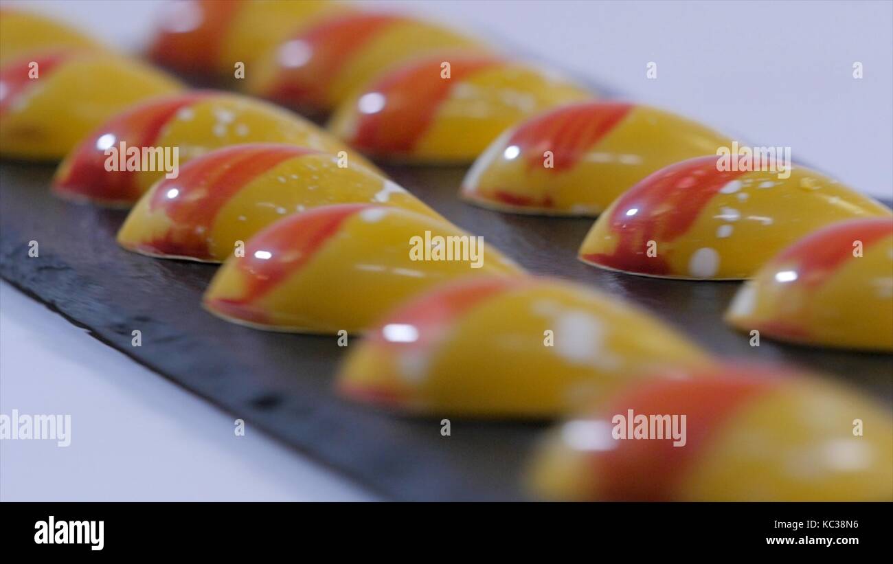 Colorful candies close up. Set of colorful lollipops. Red and yellow ...
