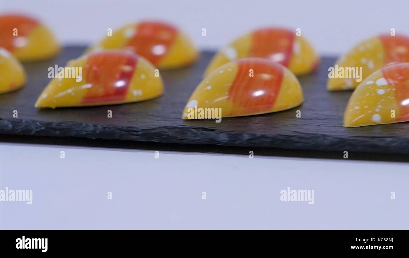 Colorful candies close up. Set of colorful lollipops. Red and yellow ...