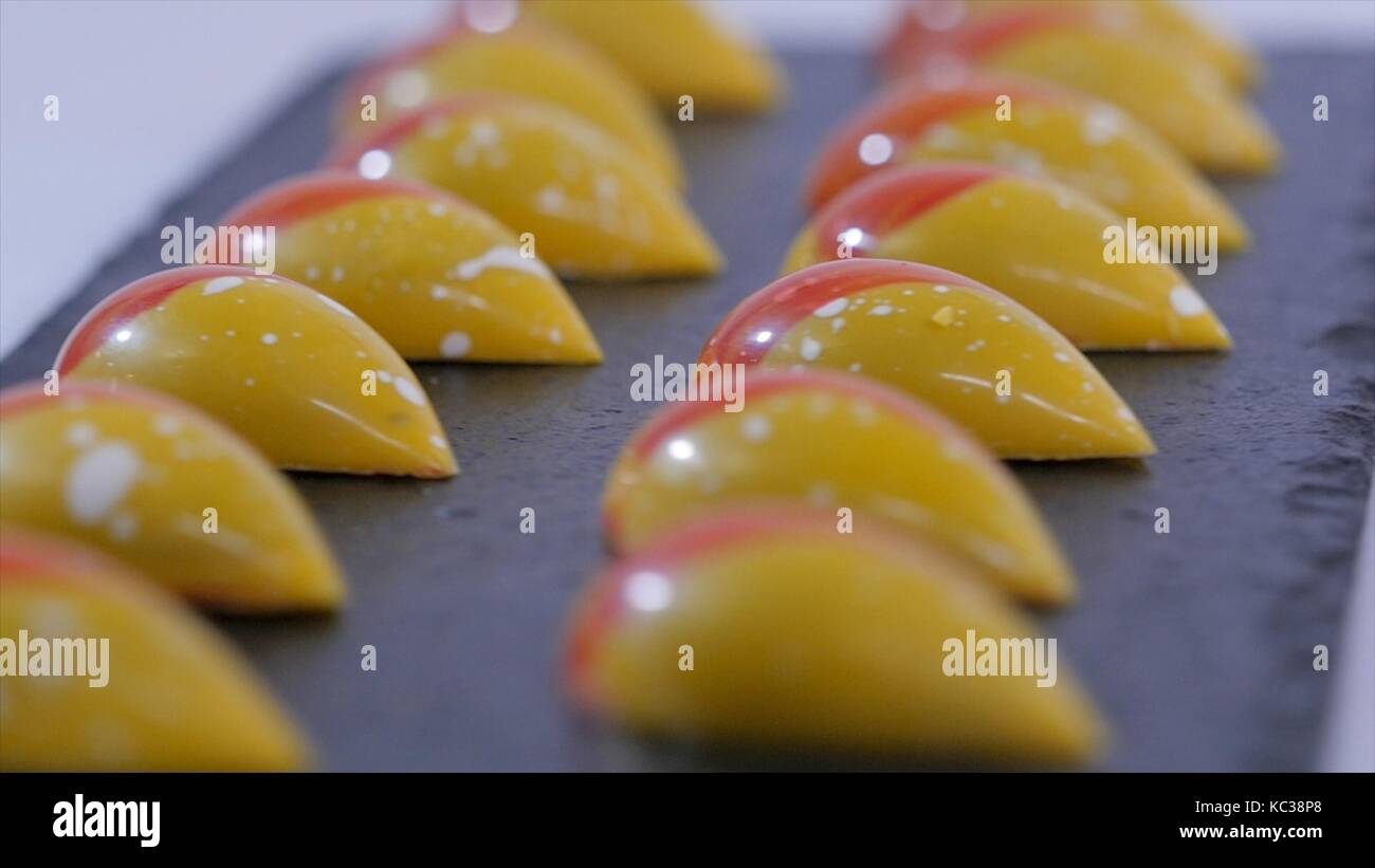 Colorful candies close up. Set of colorful lollipops. Red and yellow ...