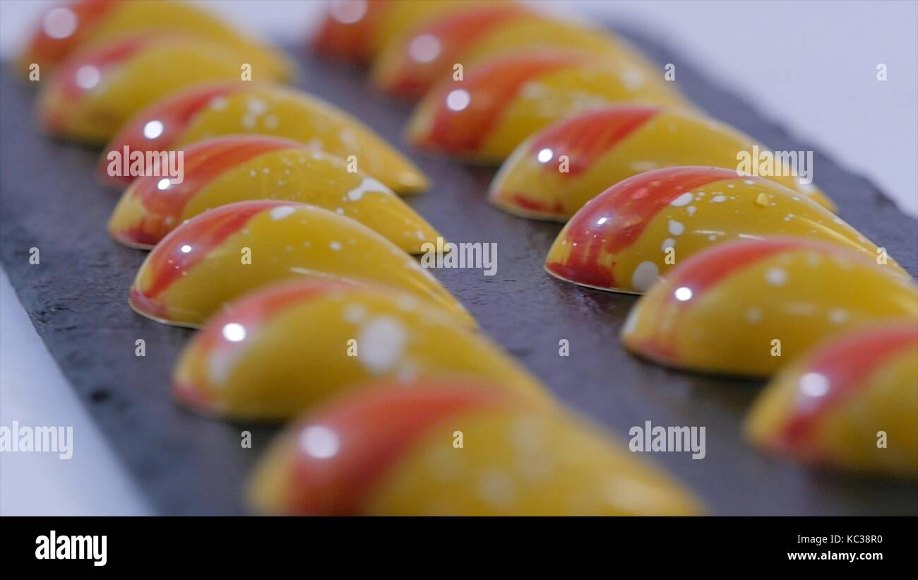 Colorful candies close up. Set of colorful lollipops. Red and yellow ...