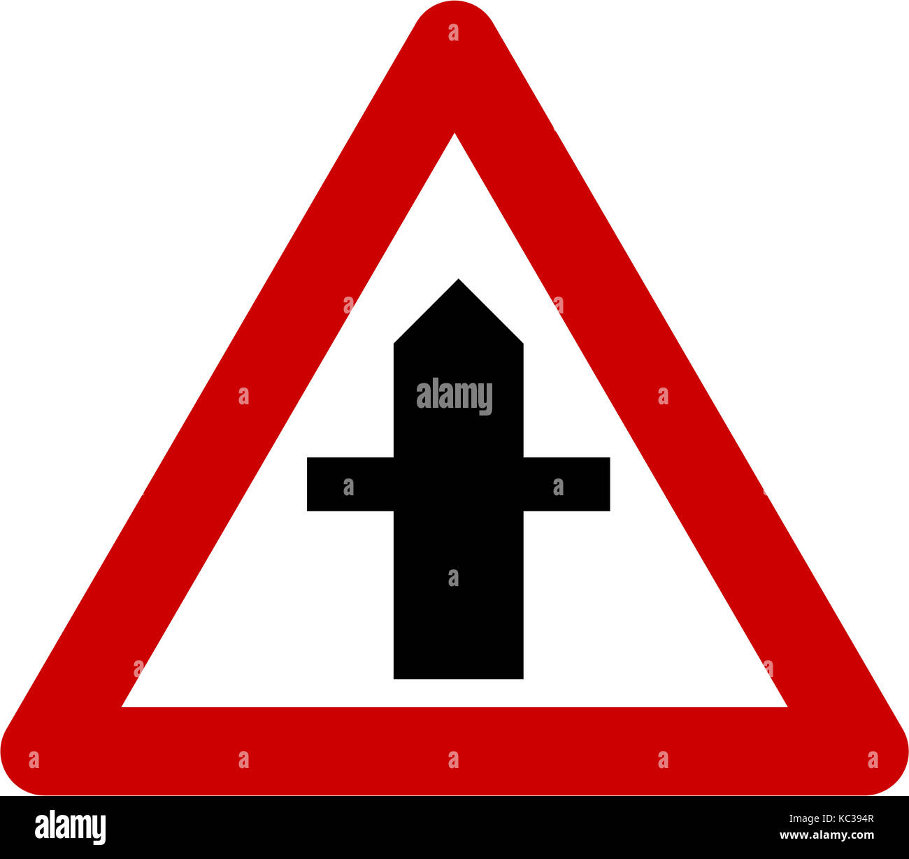 Warning sign with crossroads symbol Stock Photo - Alamy