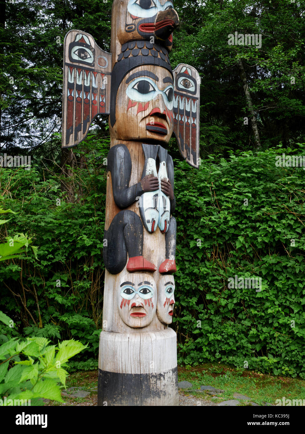 Totem pole, Totem Bight State Historical Park, Ketchikan, Alaska, USA ...