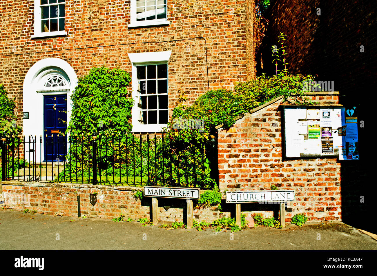 Main Street and church Lane, Nether Poppleton, North Yorkshire Stock ...