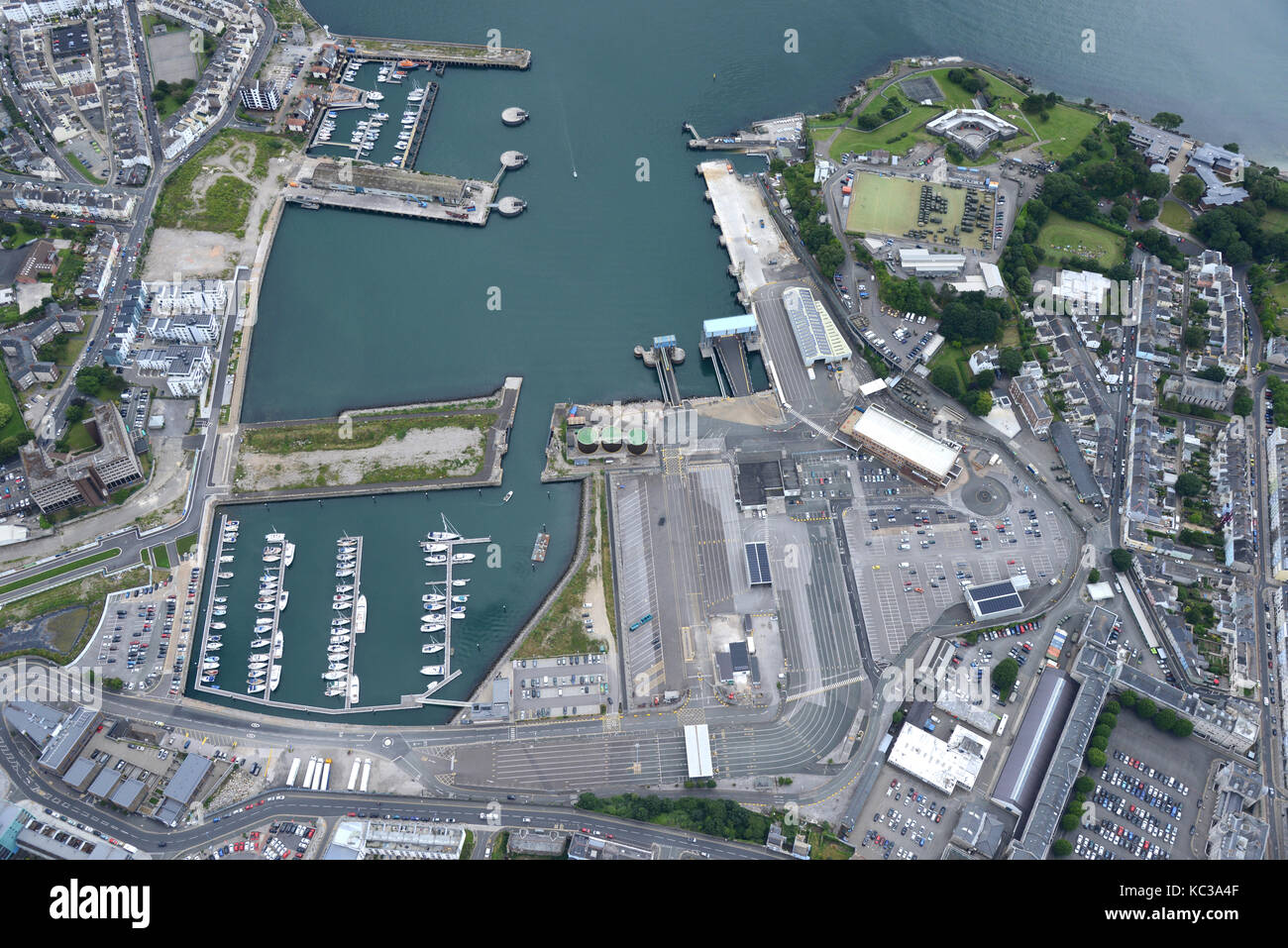 Plymouth ferry terminal and Marina Aerial Stock Photo - Alamy