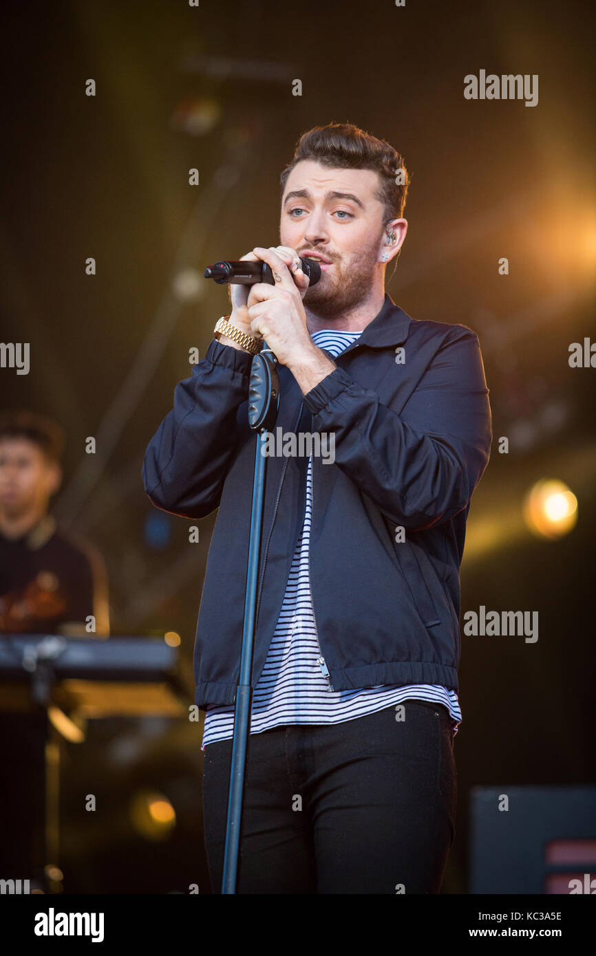 The English singer, songwriter and musician Sam Smith performs a live ...