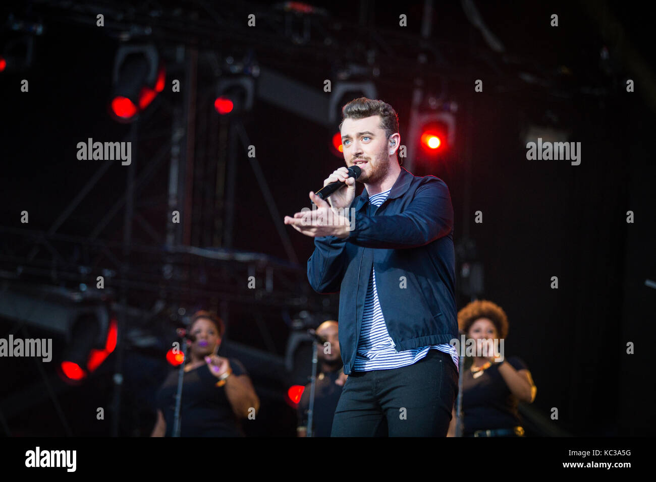 The English singer, songwriter and musician Sam Smith performs a live ...