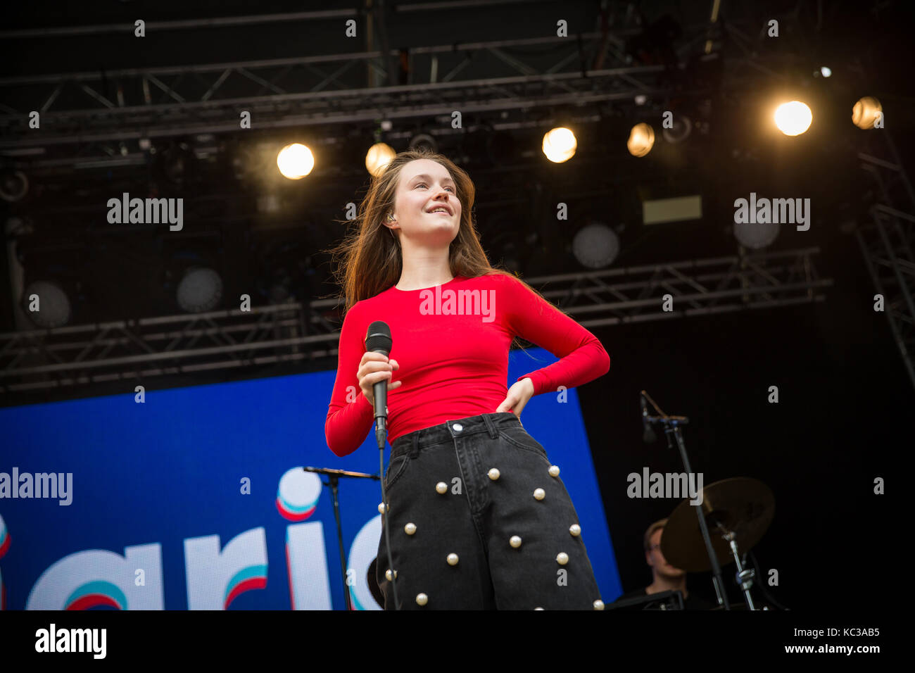 The Norwegian singer and songwriter Sigrid performs a live concert ...