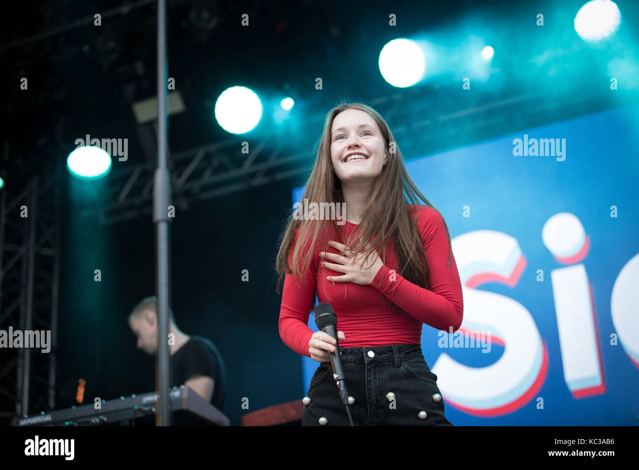 The Norwegian singer and songwriter Sigrid performs a live concert ...