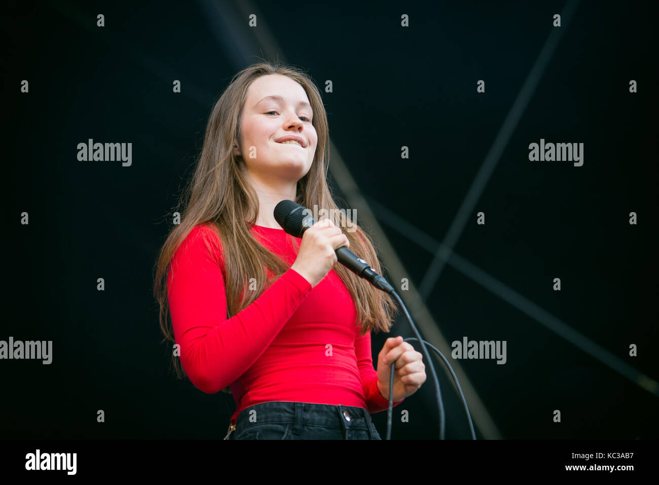 The Norwegian singer and songwriter Sigrid performs a live concert ...