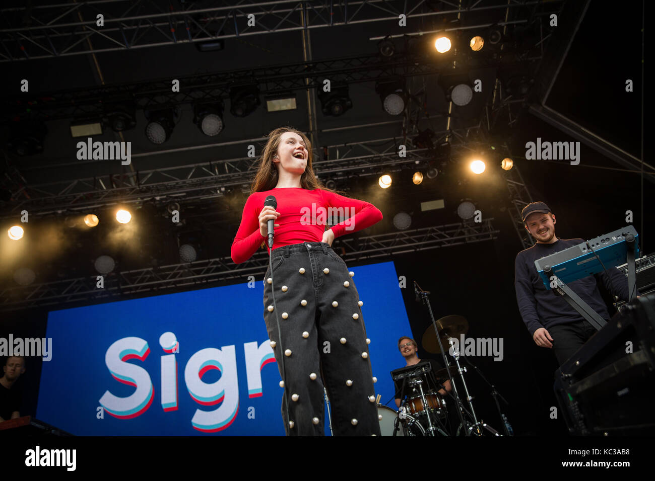 The Norwegian singer and songwriter Sigrid performs a live concert ...