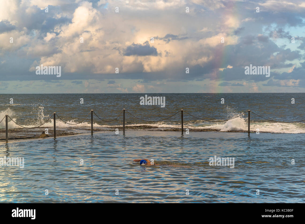 Swimmer at Wylies Baths, a tidal pool near Coogee Beach, Eastern ...