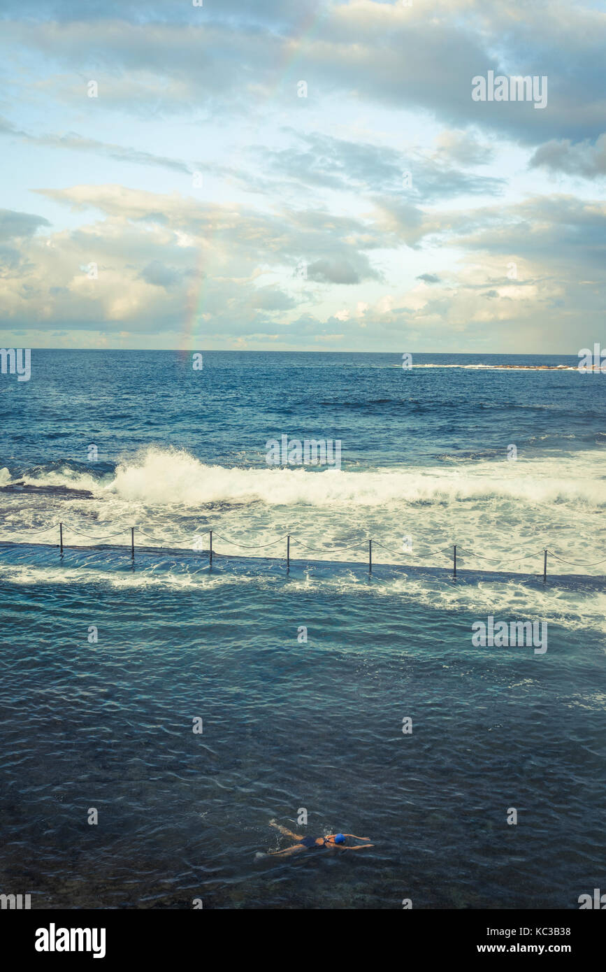 Swimmer at Wylies Baths, a tidal pool near Coogee Beach, Eastern ...