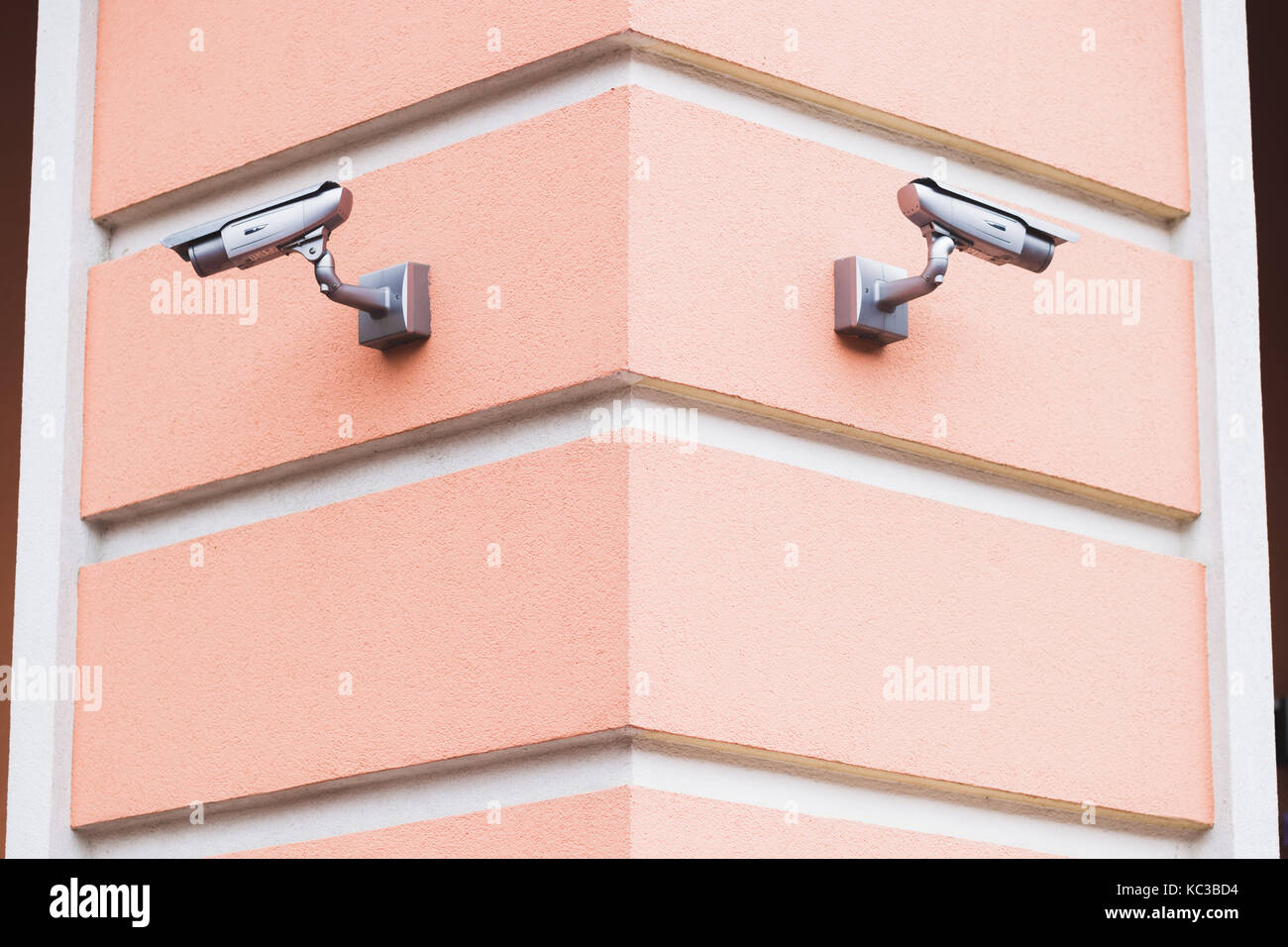 Street camera surveillance at the corner of the house. Symmetrically ...