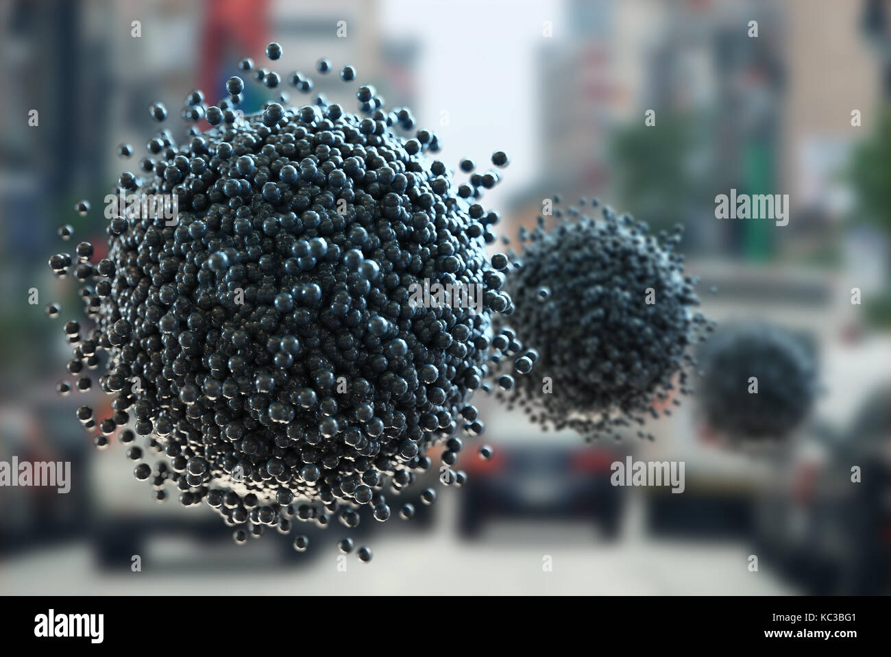 Shperes of smog, made with cells, fuel, 3d render illustration Stock ...