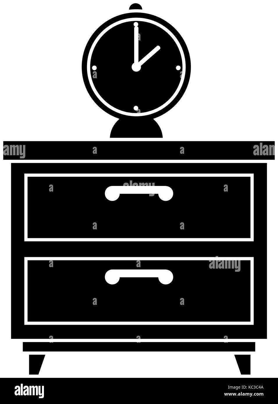 nightstand bedroom with alarm clock vector illustration design Stock ...