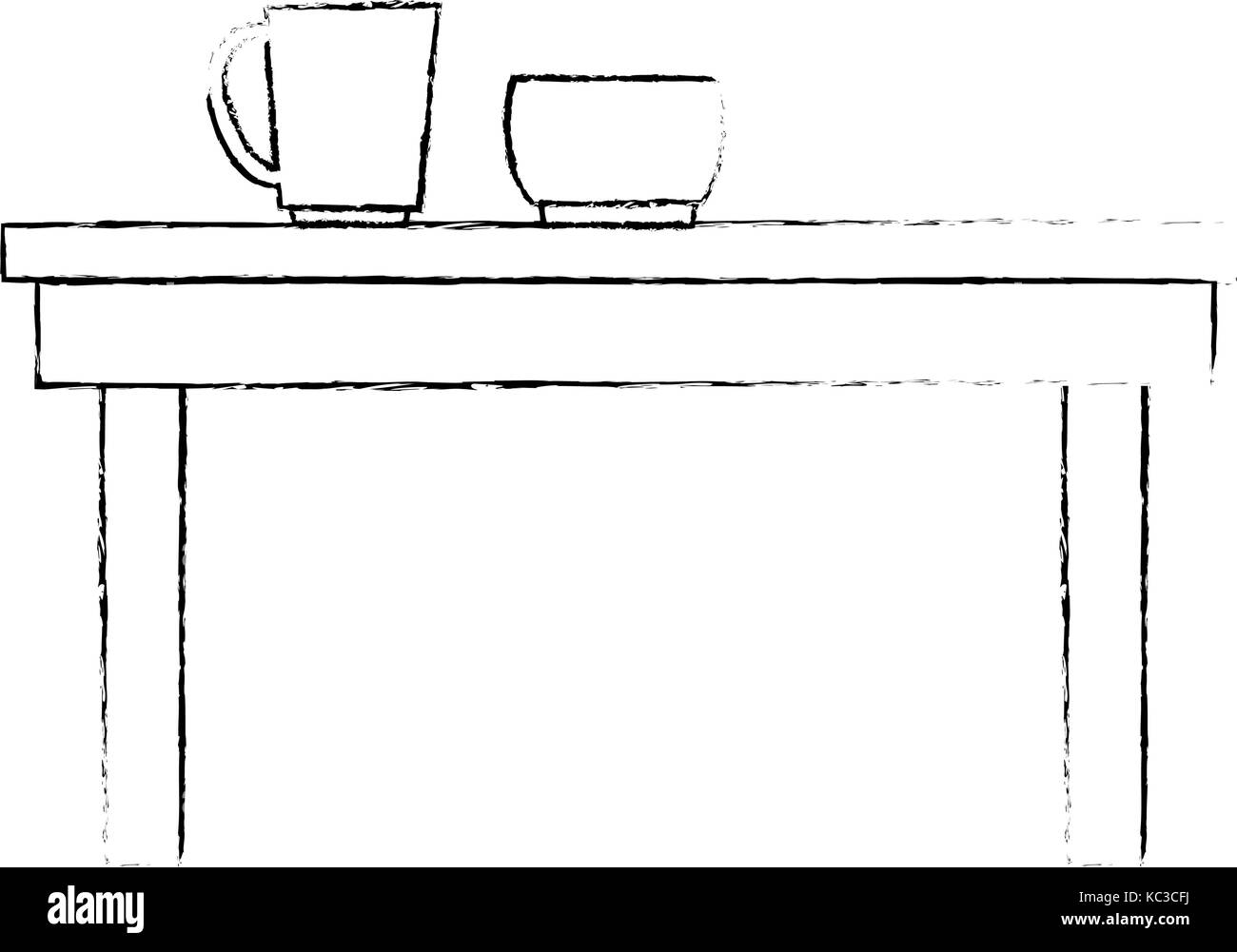 table wooden with coffee cups vector illustration design Stock Vector ...