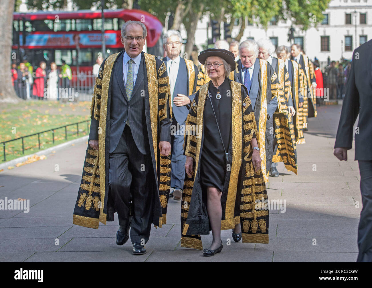 Lady Hale walks with other new justices to Westminster Abbey for the ...