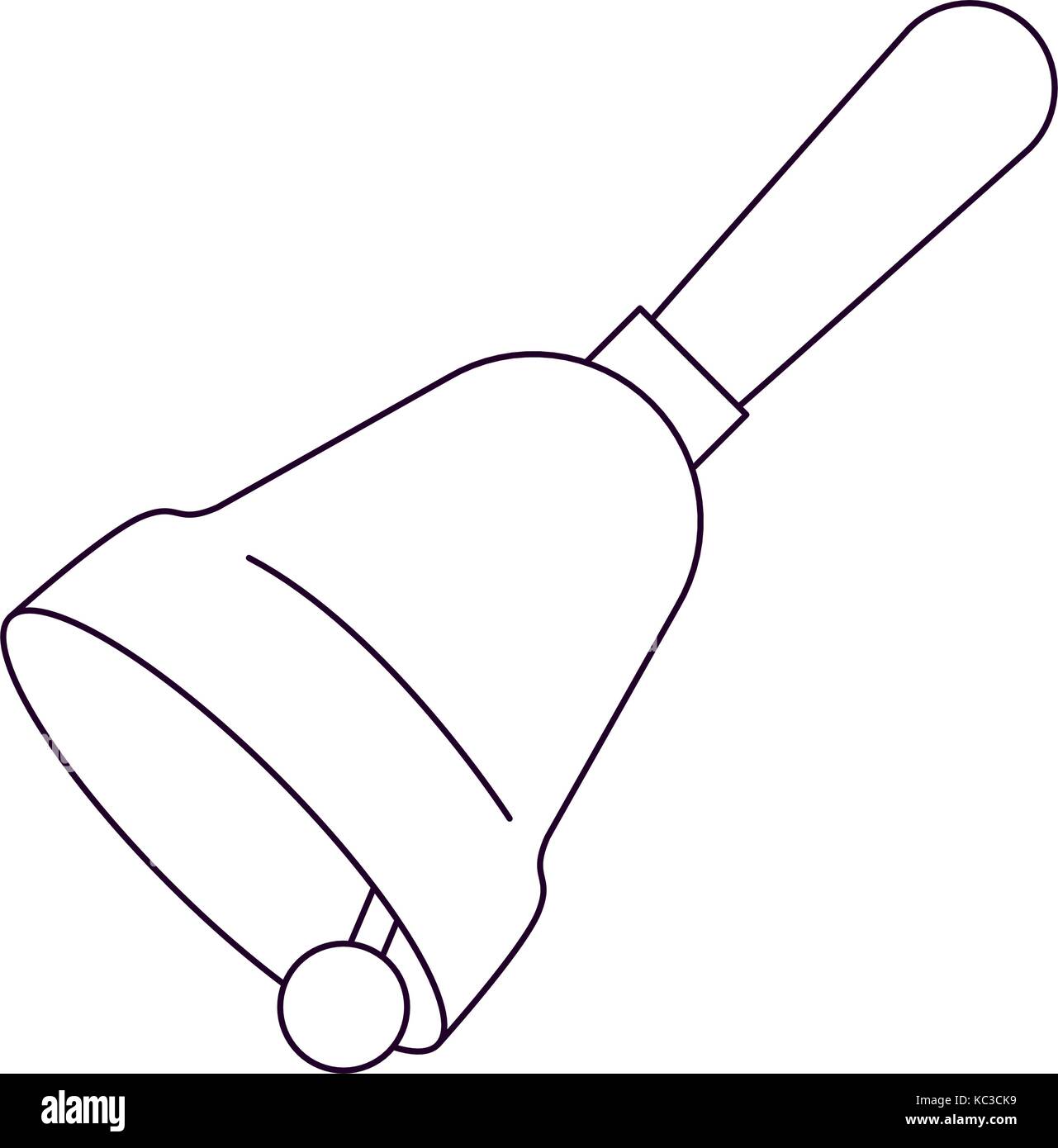 hand bell with wooden handle side view silhouette on white background ...