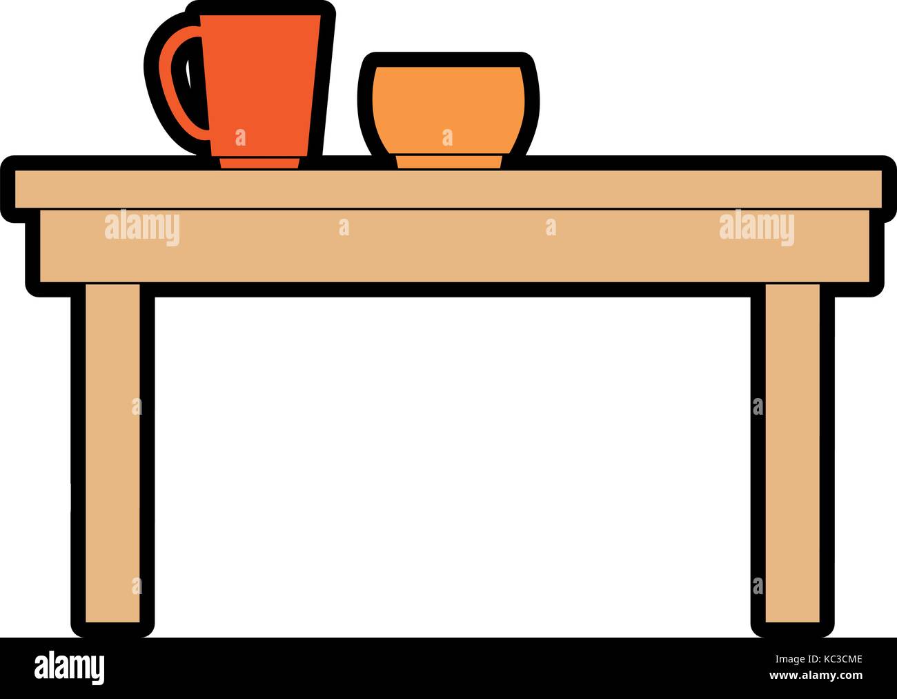 table wooden with coffee cups vector illustration design Stock Vector ...