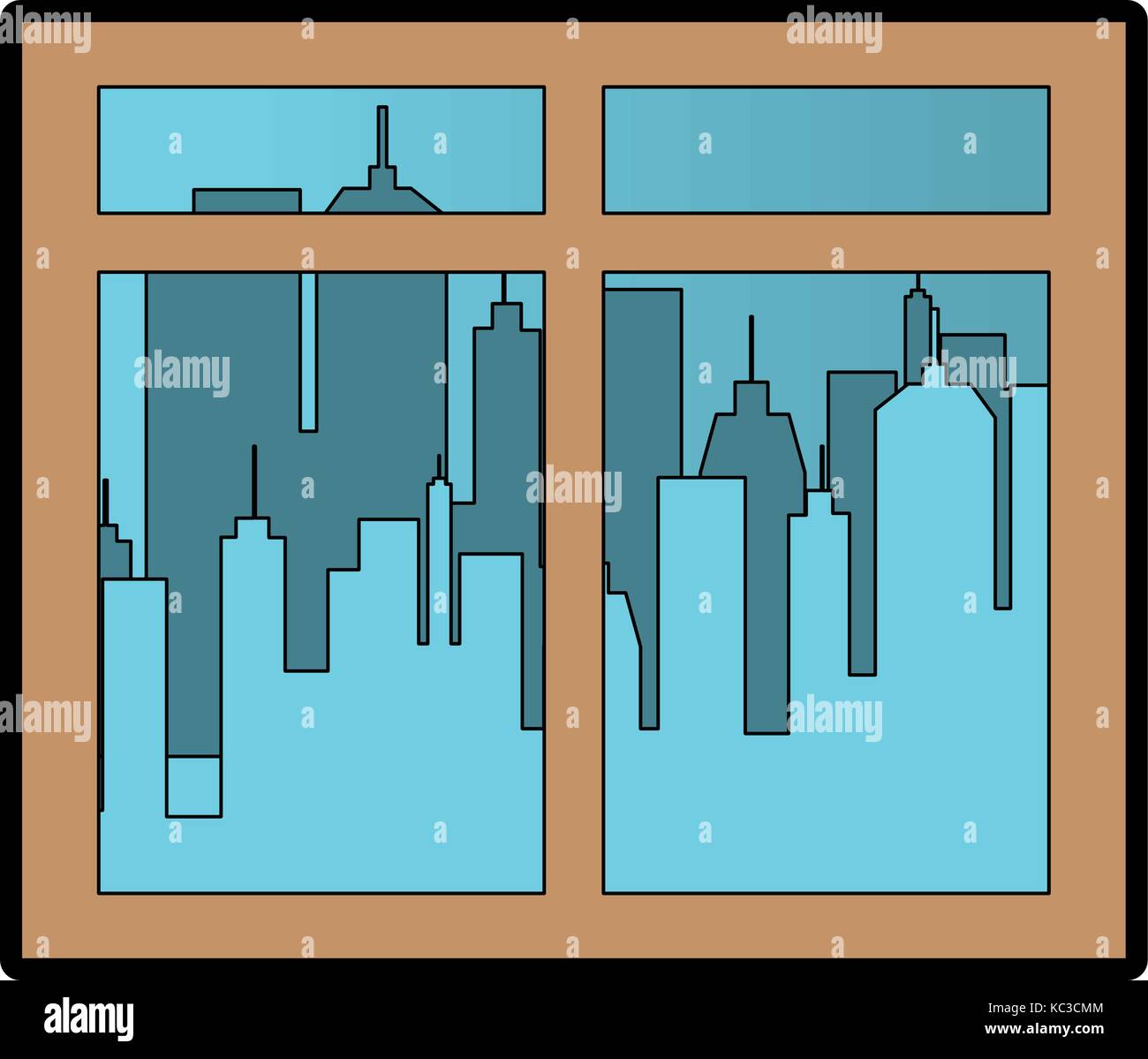 window with city background vector illustration design Stock Vector ...