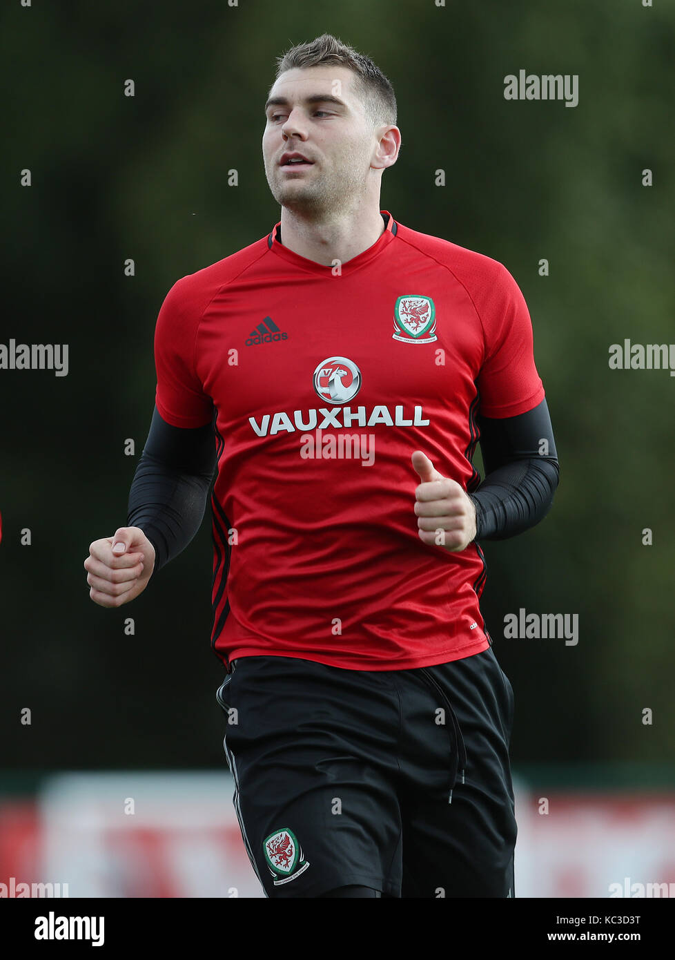 Wales Sam Vokes during a training session at the Vale Resort, Hensol ...