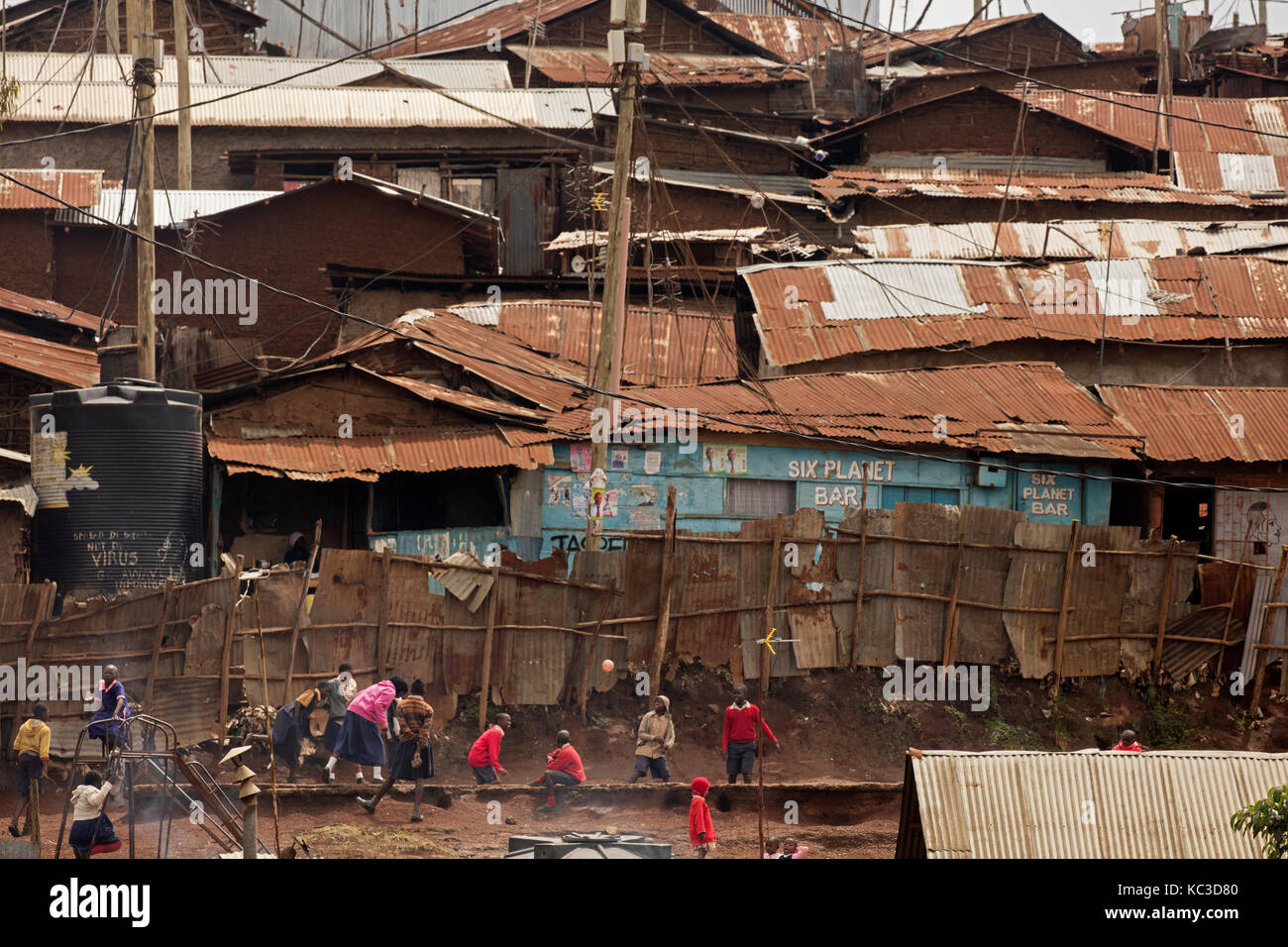 Kibera slum, Nairobi, Kenya, children playing Stock Photo - Alamy