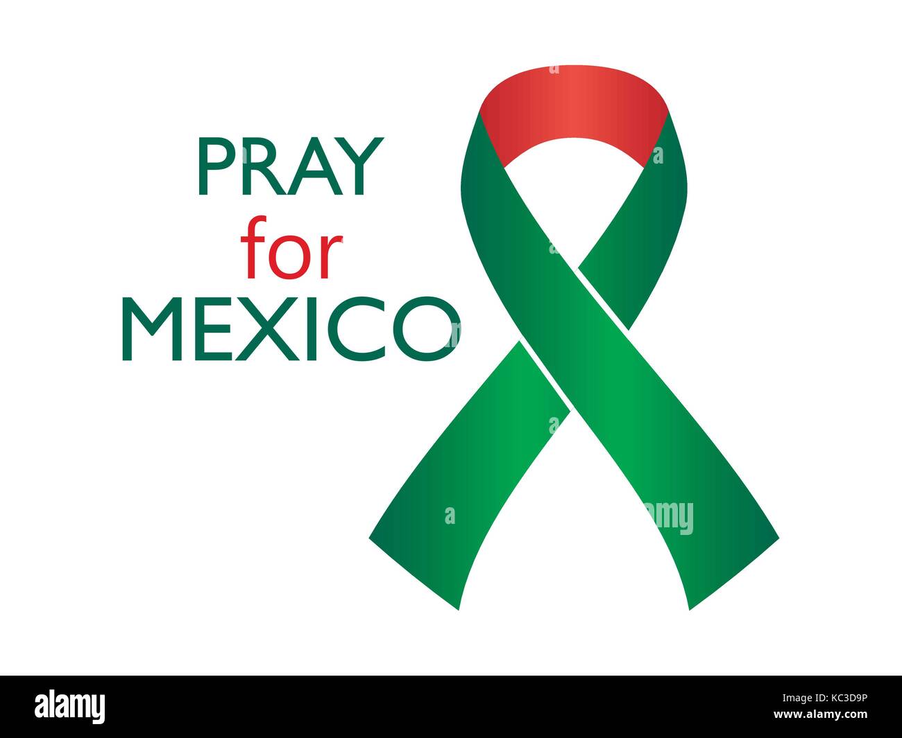 Pray for Mexico. Earthquake. Ribbon with flowers of the flag of Mexico ...