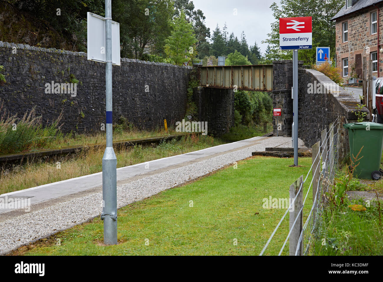 Scotrail Station at Stromeferry (no ferry). Platform with line west ...