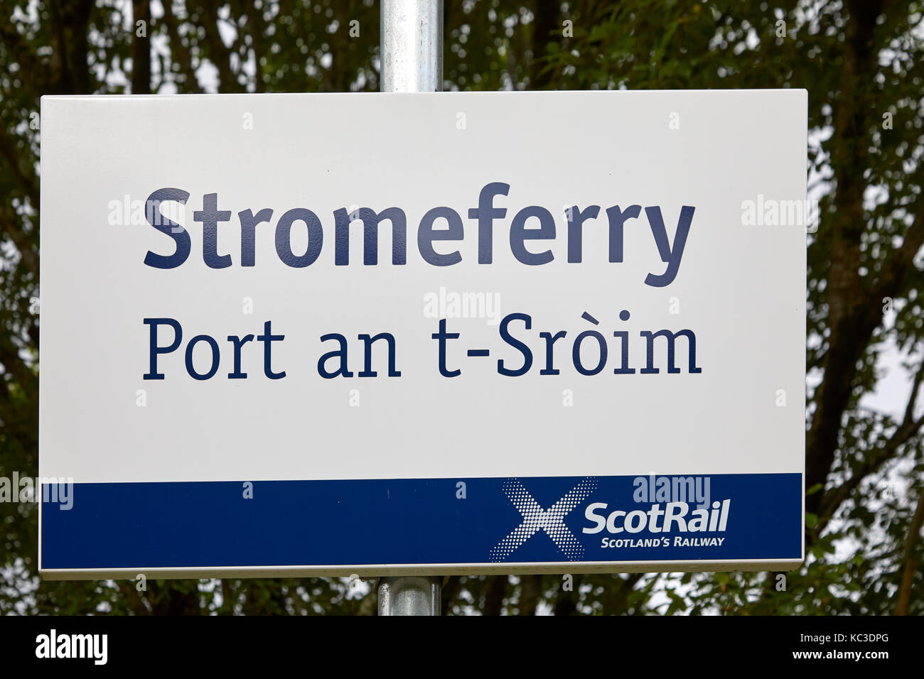 Station sign by ScotRail. At Stromeferry (no ferry). Ross and Cromarty ...